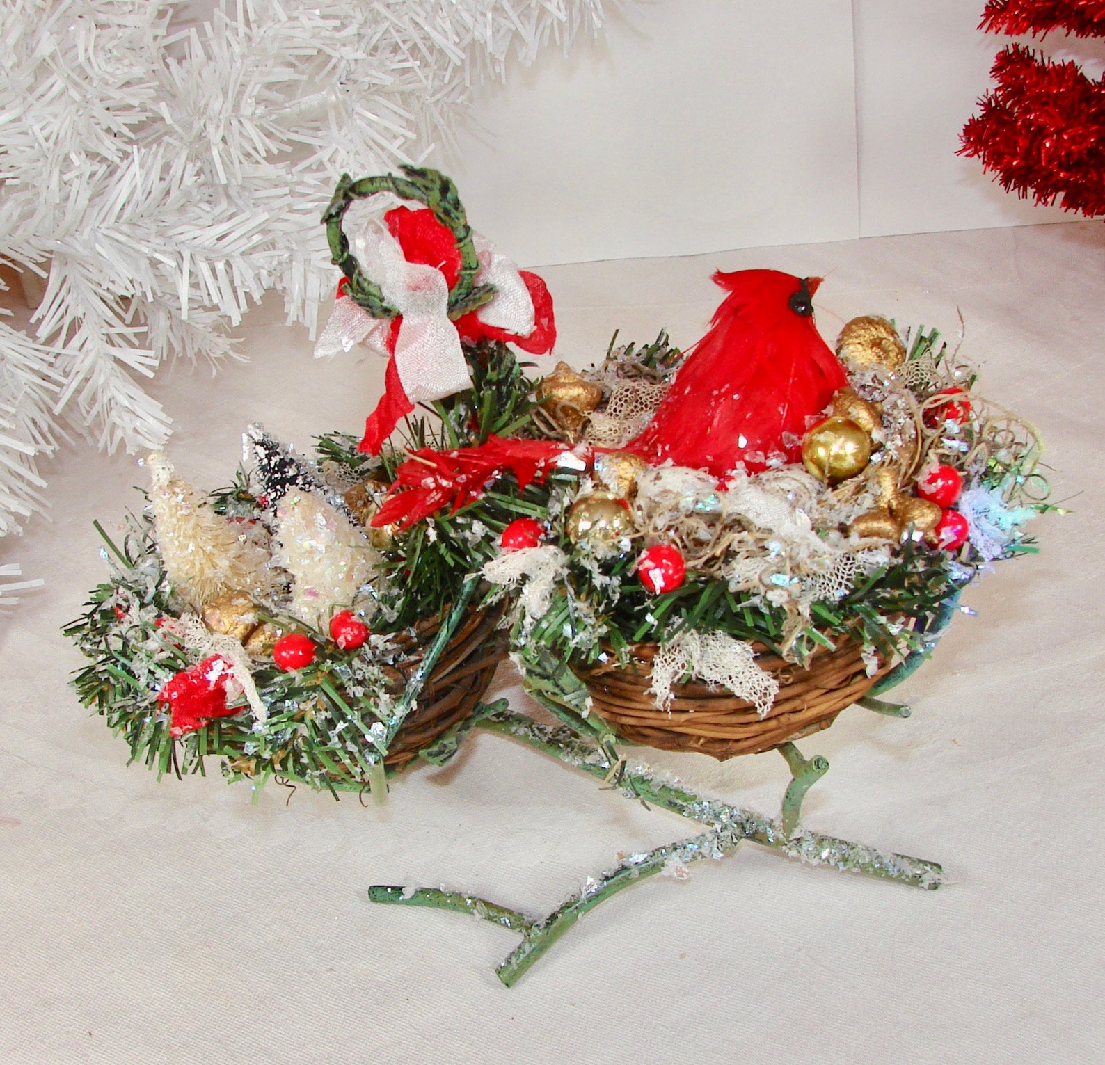Red Cardinal in Birds Nest Christmas Centerpiece - Etsy