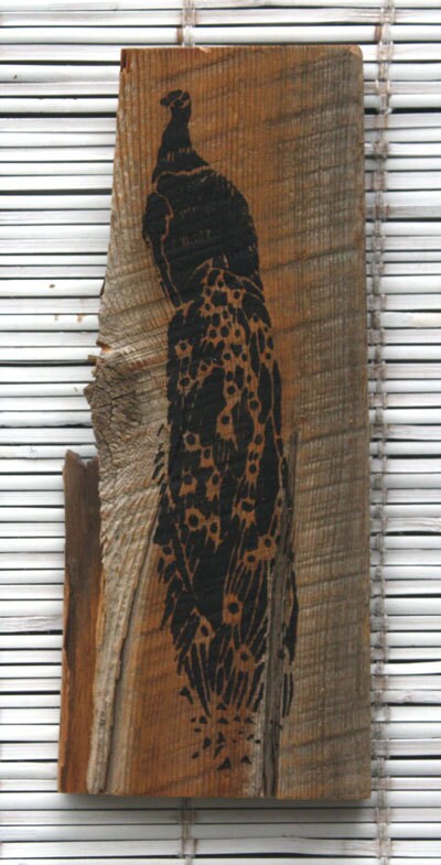 Peacock Wall Hanging On Reclaimed Barn Wood Etsy