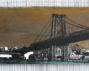 Brooklyn Skyline Williamsburg Bridge Wall Hanging on | Etsy