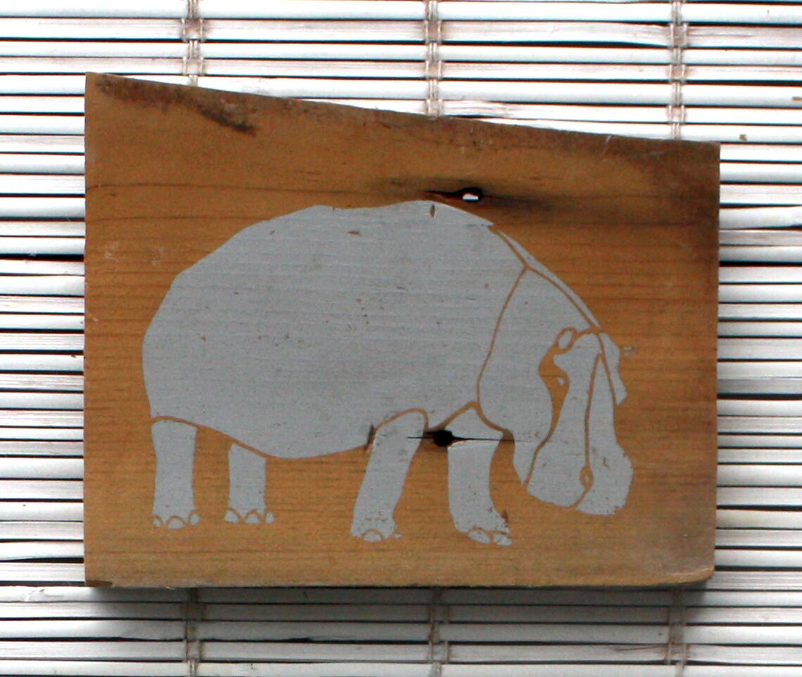 Hippo Wall Hanging on Reclaimed Barn Wood - Etsy