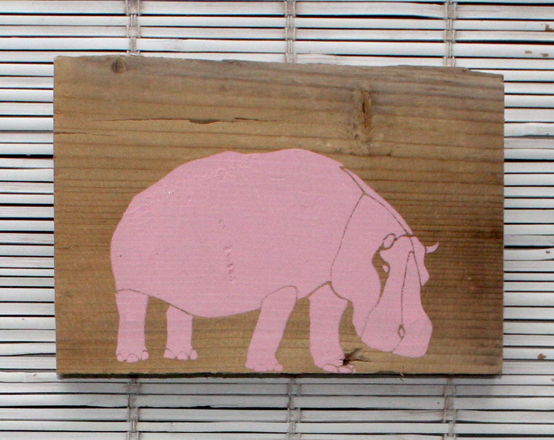 Hippo Wall Hanging on Reclaimed Barn Wood - Etsy