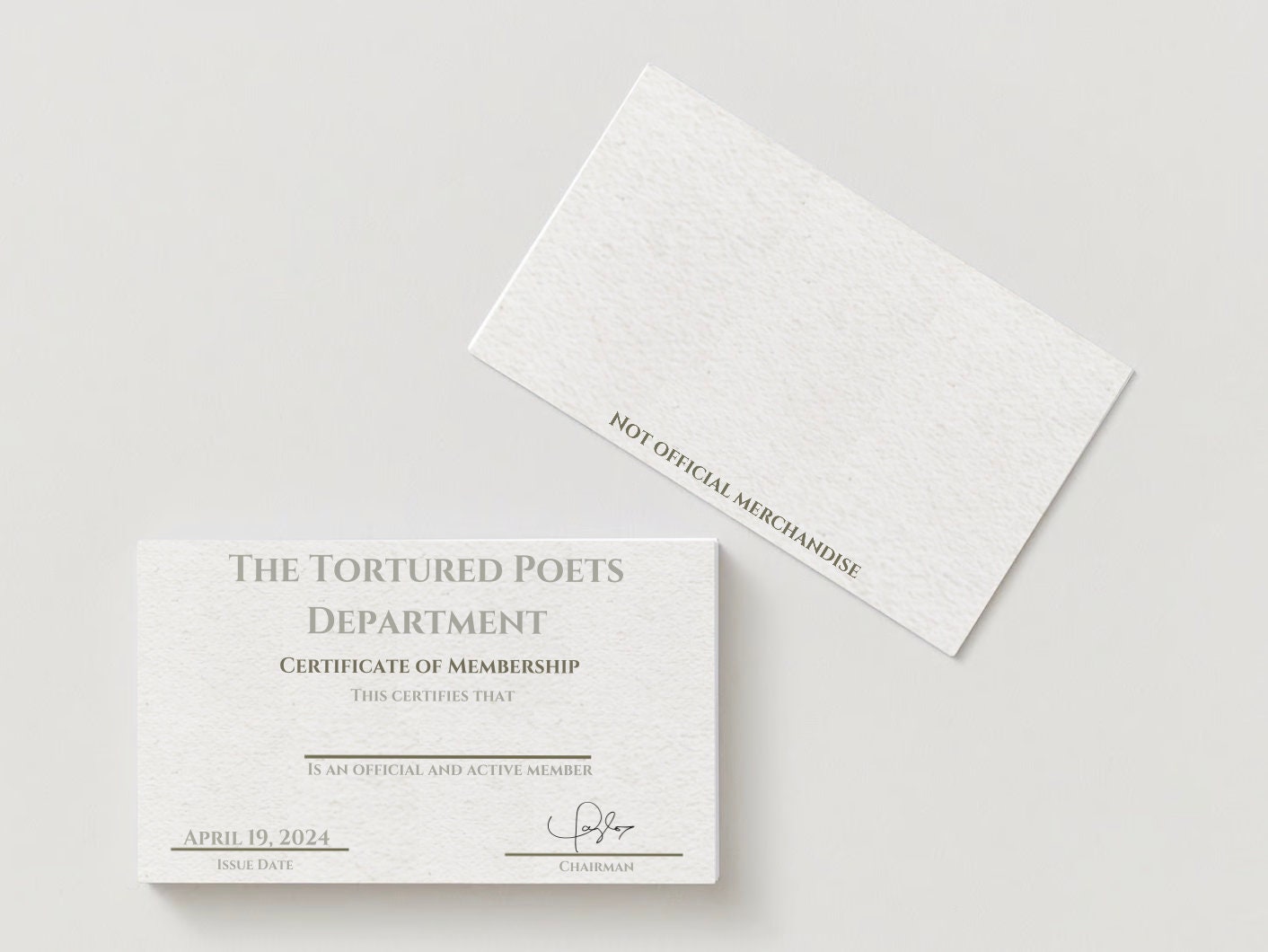 TS the Tortured Poets Department Certificate of Membership Card Album ...