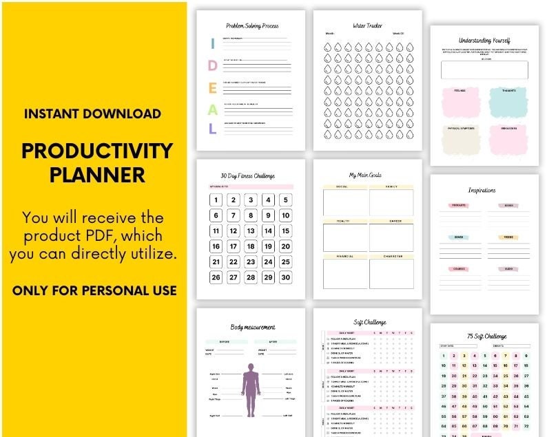 Productivity Planner Printable Ultimate Life Journal Binder Daily ...