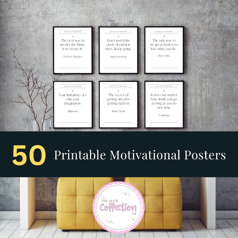 Mega Bundle: 50 Printable Motivational Office Wall Art Set | Home ...