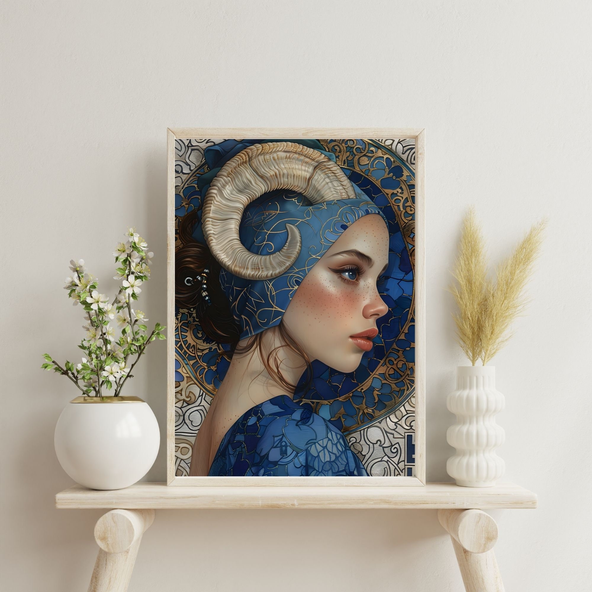 Aries Zodiac Sign Wall Art | Woman Art Print | Aries Goddess Wall Art ...