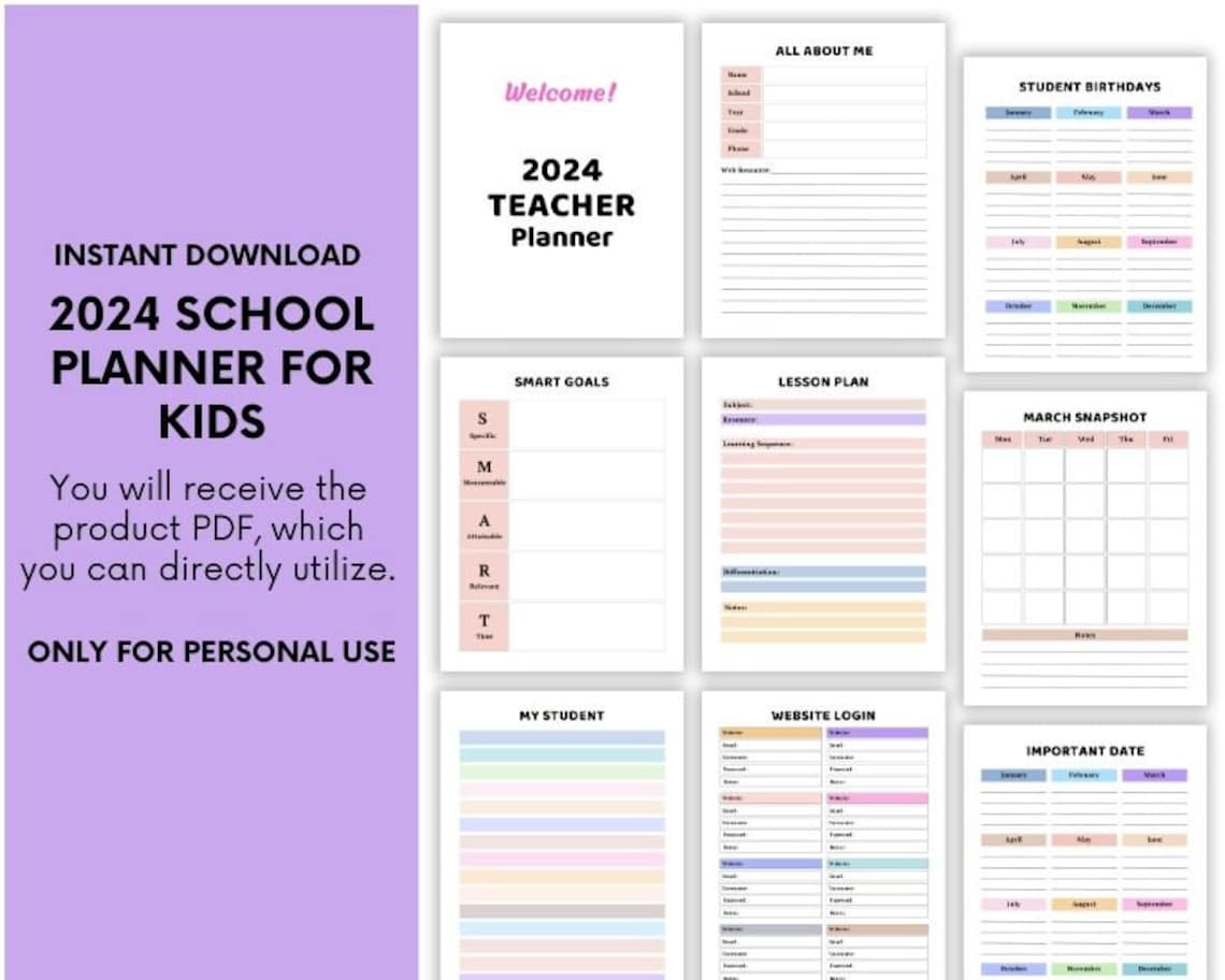 Digital Teacher Planner 2024-25 Teacher Planner Lesson Plan Template ...