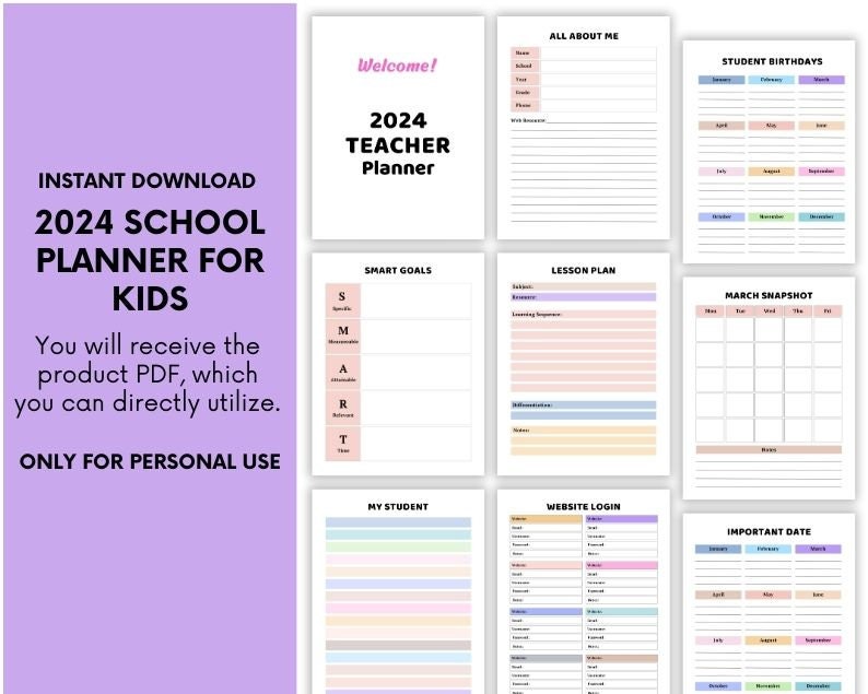 Digital Teacher Planner 2024-25 Teacher Planner Lesson Plan Template ...