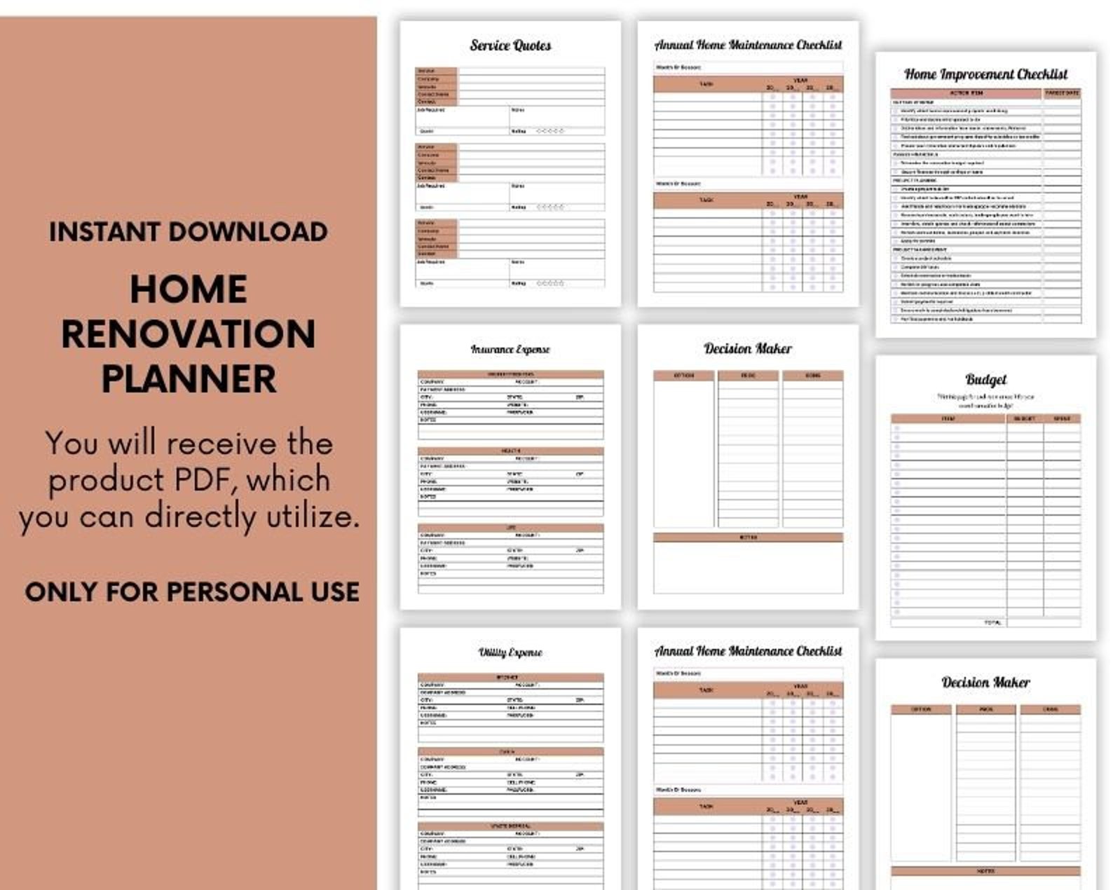 Home Renovation Planner, Home Improvement Planner for DIY Projects ...