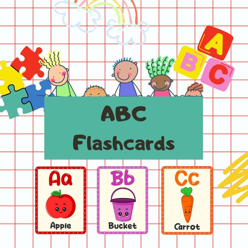 Printable ABC Flash Cards Educational Alphabet Cards for Kids Instant ...