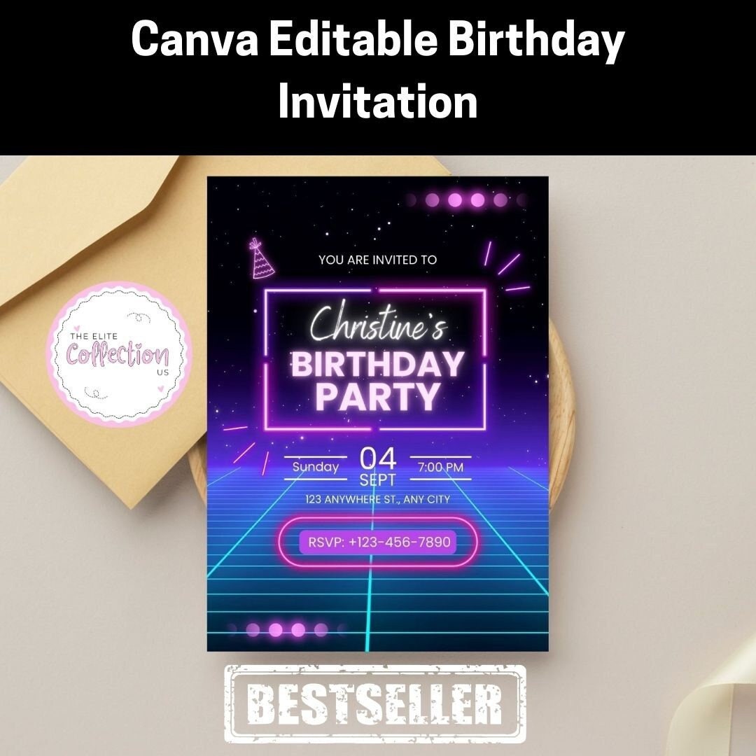 Editable Birthday, Invitation Template Invitation | Modern Birthday ...