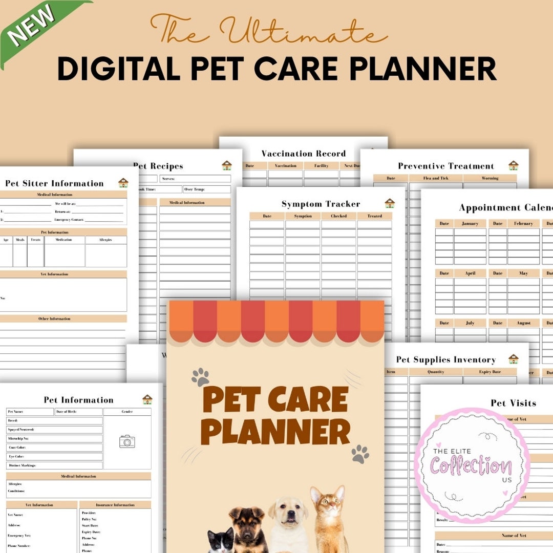 Digital Pet Care Planner - Pet Information Journal - Printable Puppy ...