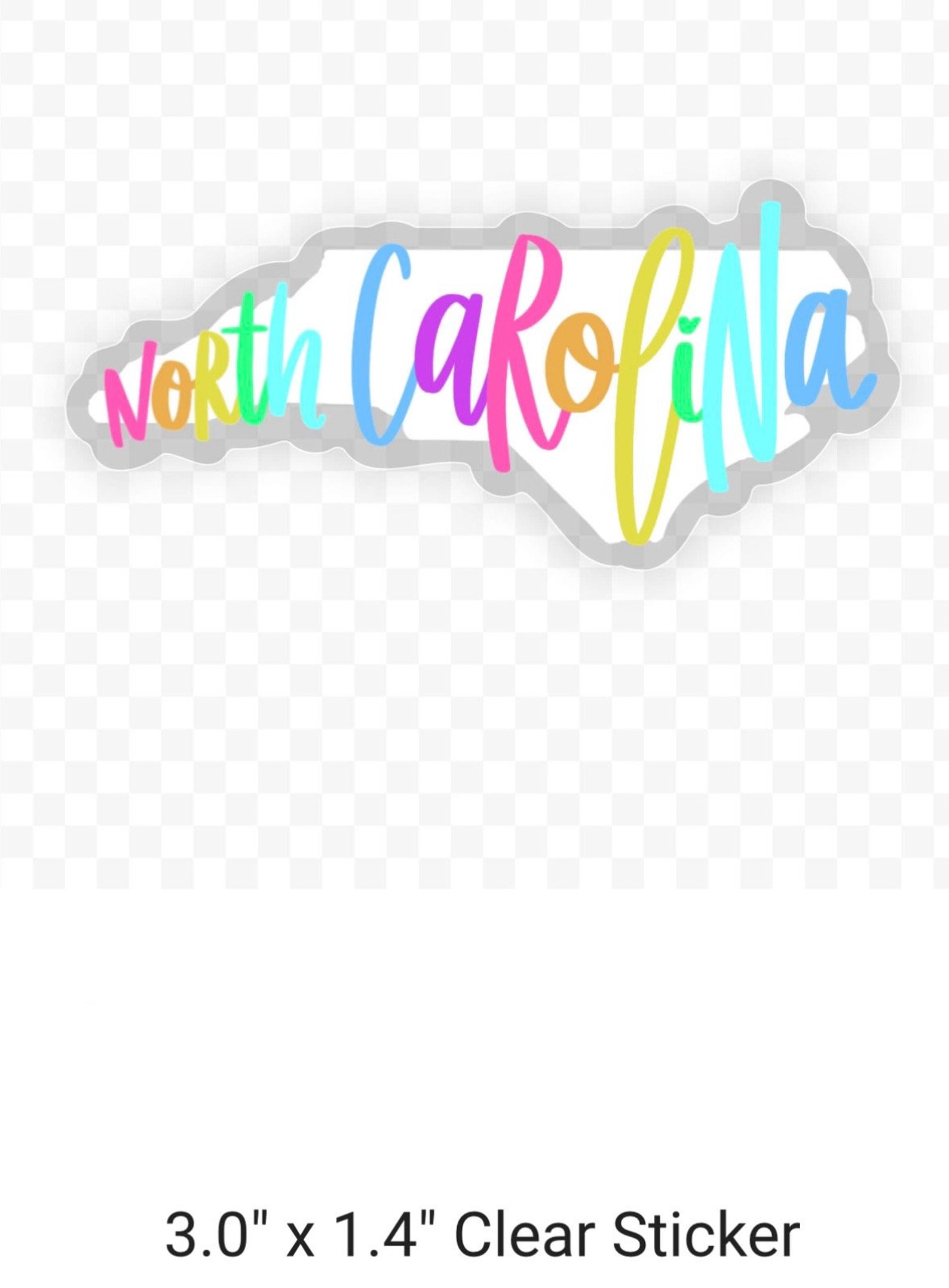 Fun North Carolina State Sticker, Colorful NC Decal, NC Waterproof ...