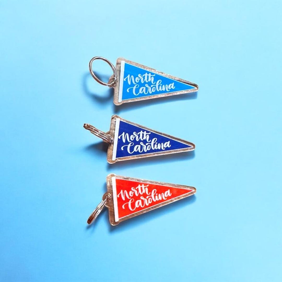 North Carolina Pennant Keychain, North Carolina Blue Keychain Souvenir ...