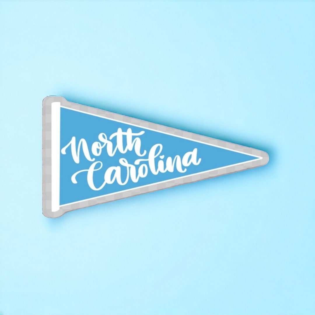 North Carolina Sticker for Sports Fan, North Carolina Pennant Decal, NC ...