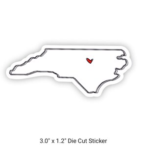 North Carolina State Sticker, Minimalist Nc Sticker, Raleigh Decal, I ...