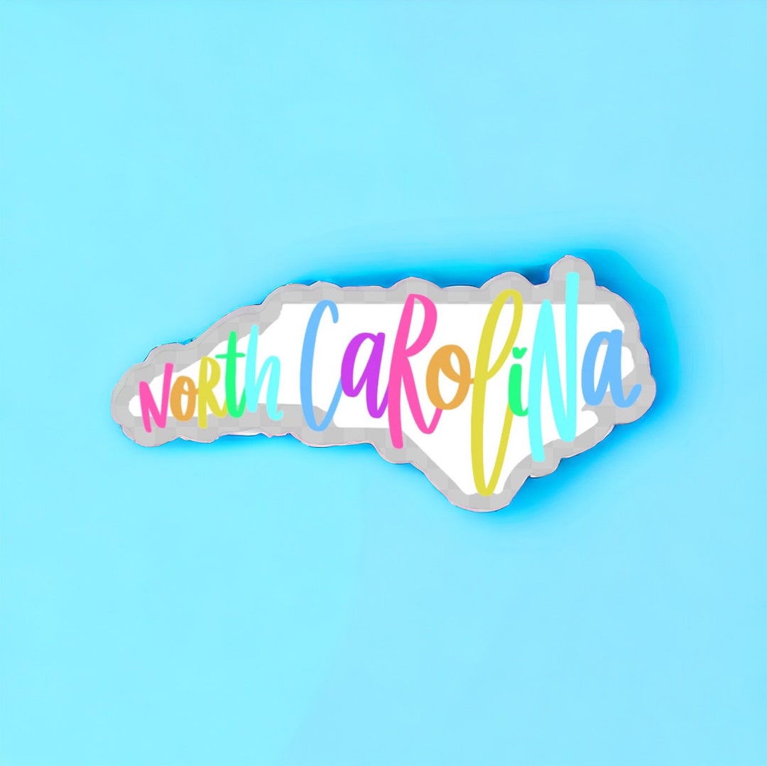 Fun North Carolina State Sticker, Colorful NC Decal, NC Waterproof ...