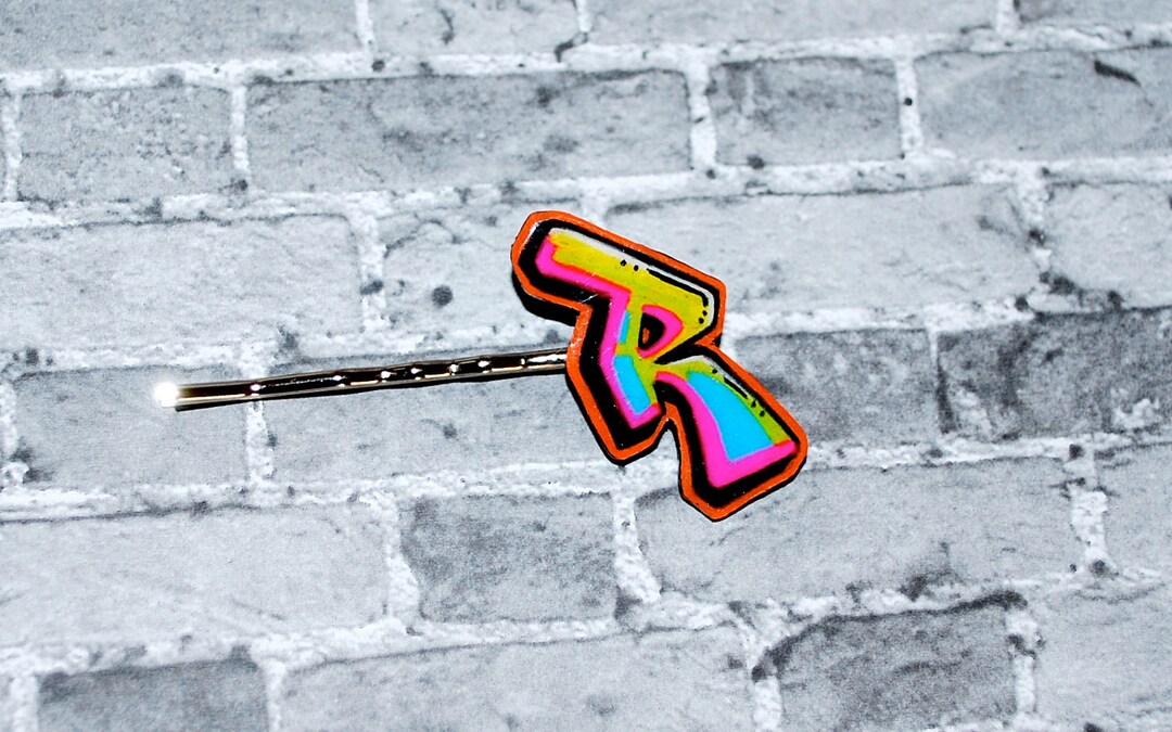Graffiti Initial Bobby Pin by Beebles - Etsy