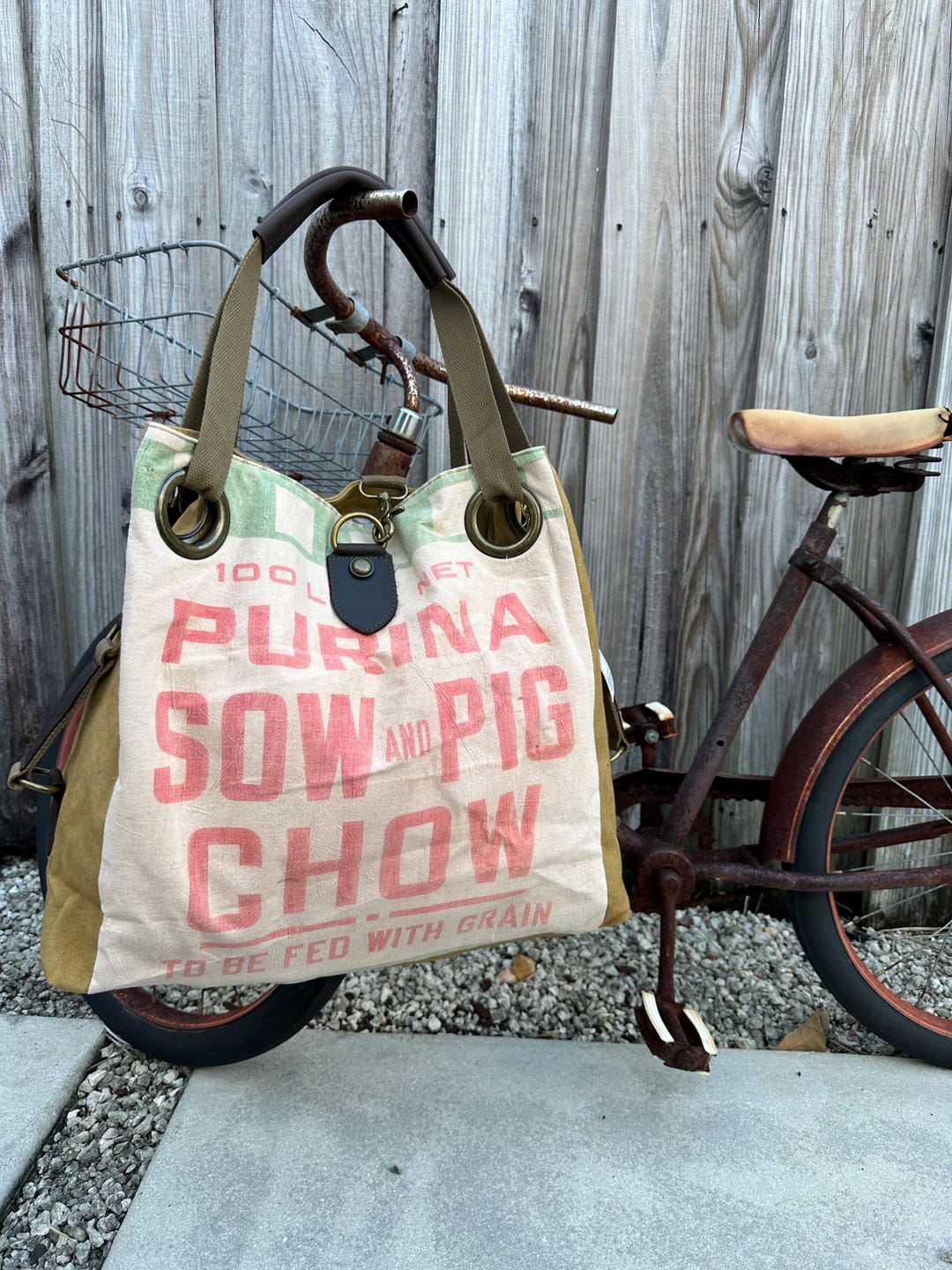 Purina Sow and Pig Chow Feed Sack Vintage Seed Open Tote Canvas ...