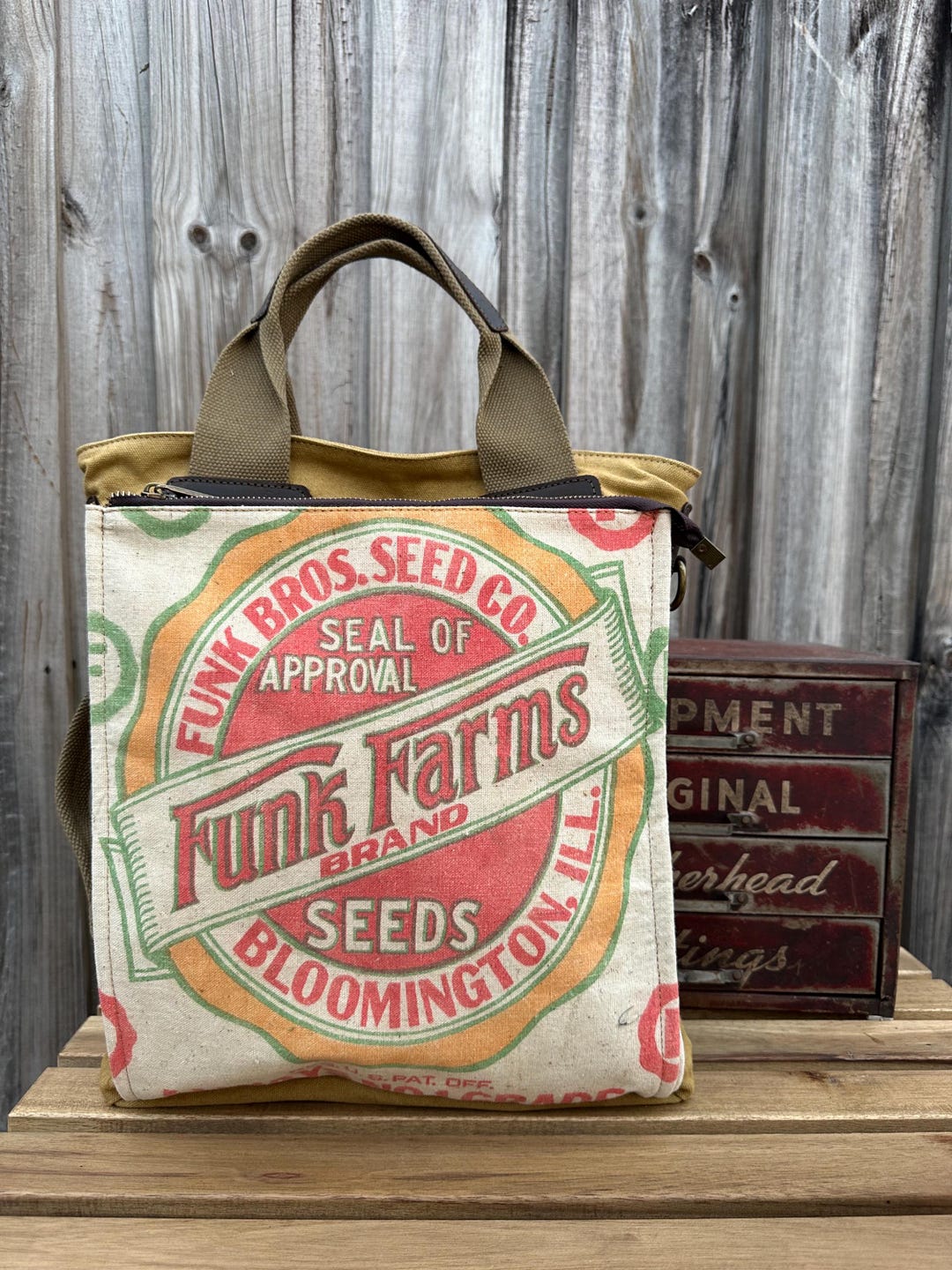 Funks Farms Seed Sack Illinois Americana Vintage Book Tote W OOAK ...