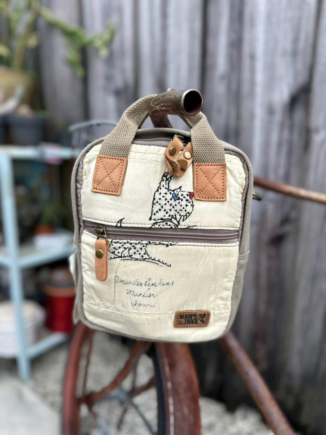 Scotty Dog Embroidery Vintage Tea Towel - Mini Backpack/shoulder Bag ...