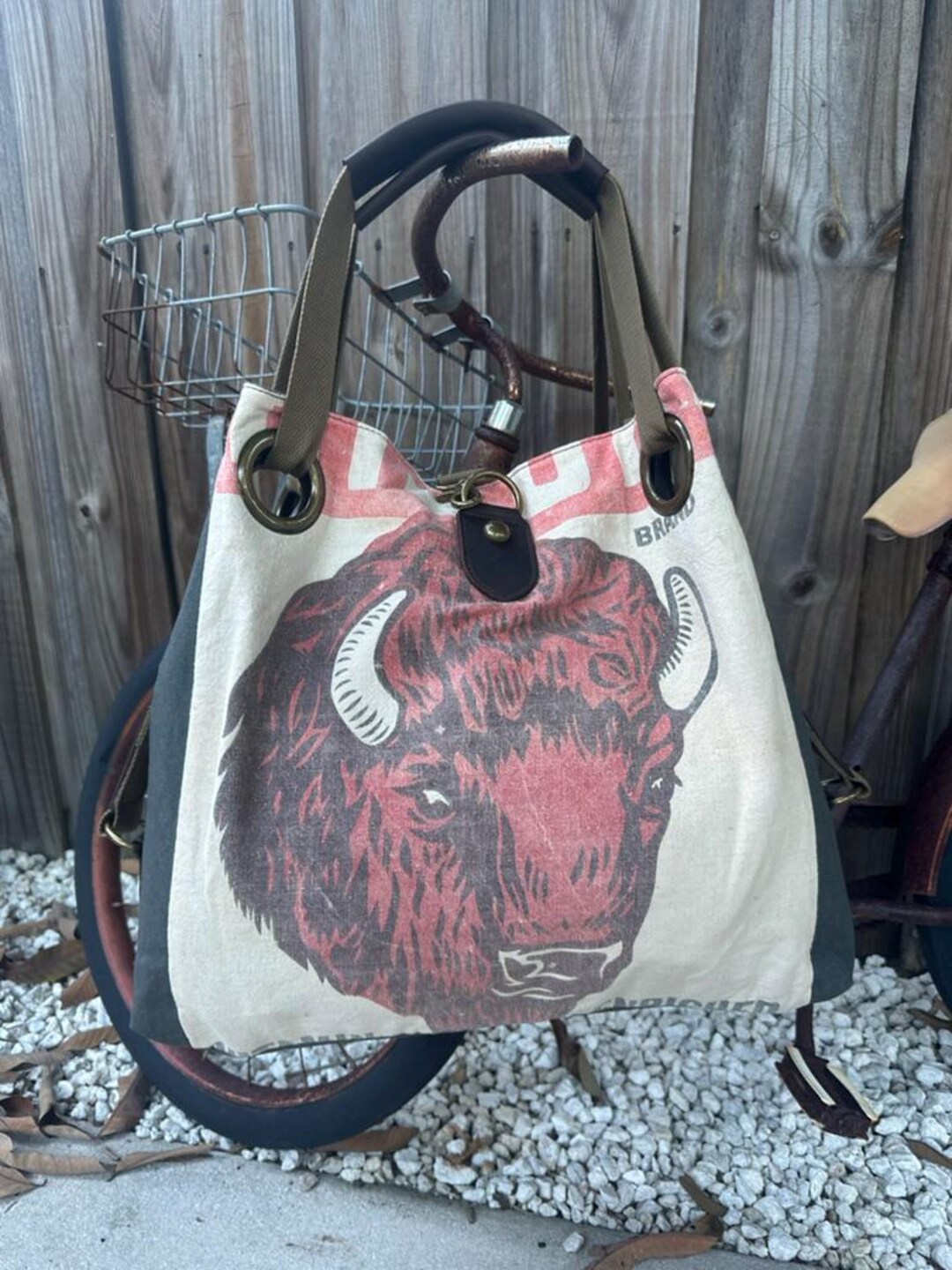 Buffalo Seeds Bison - Original Vintage Seed Sack- Open Tote - Canvas ...