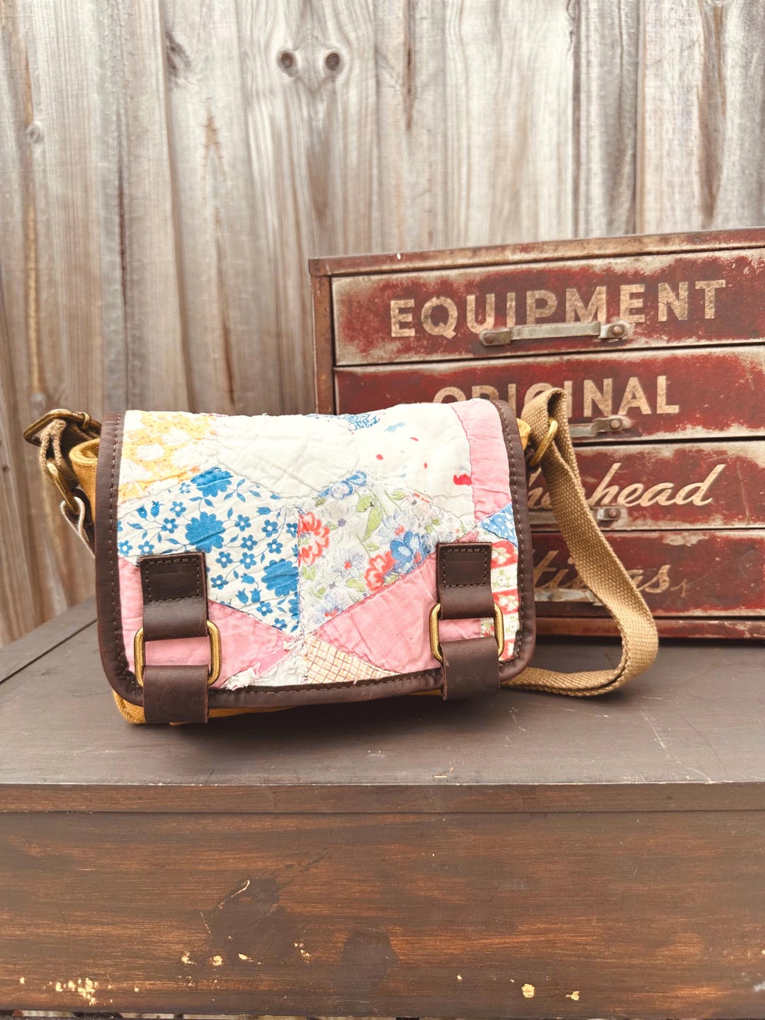 Vintage 1950s Pink Quilt Cottage Core Small Messenger Bag Americana ...