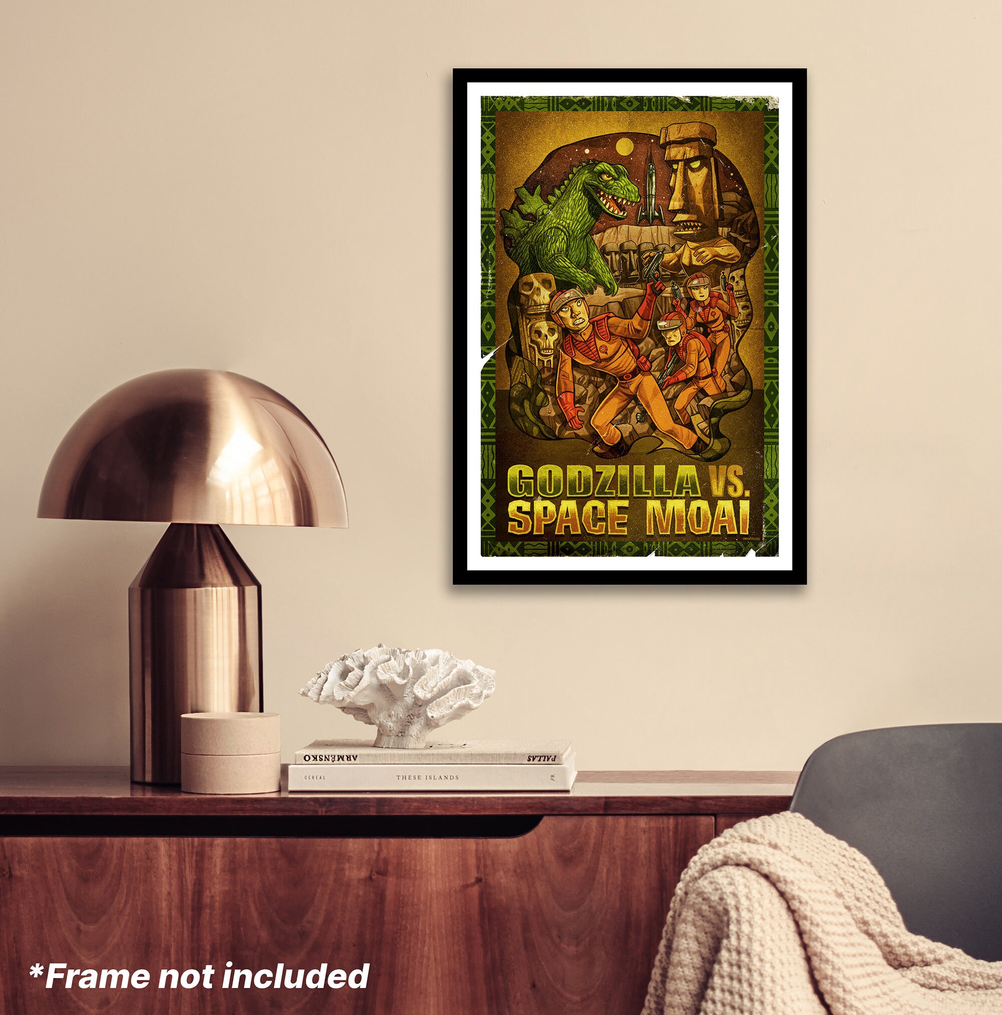 Godzilla Vs. Space Moai Signed Poster by Anthony Carpenter - Etsy