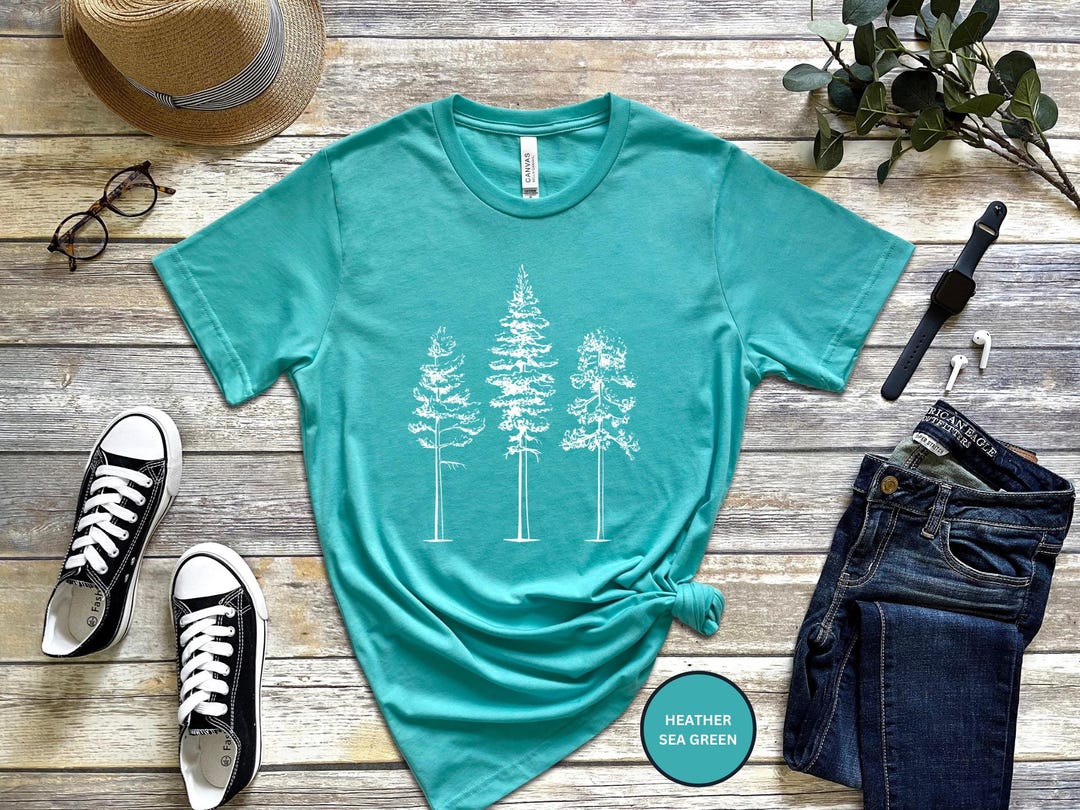 Minimalist Pine Tree Shirt: Bella Canvas Line Art Tee for Hikers - Etsy