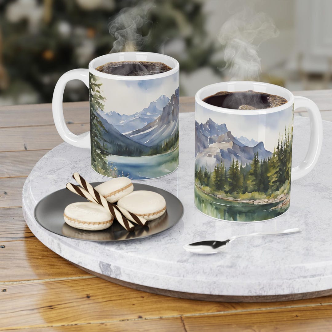 Banff Canada Landscape Art Mug, Ceramic Mug for Nature Lovers, Mountain ...