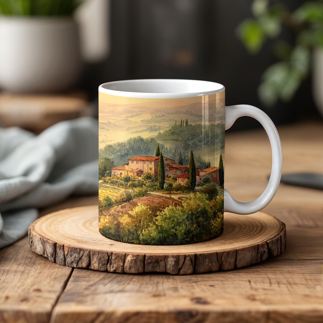 Tuscan Vineyard Wraparound Mug: Italian Countryside Coffee Cup - Etsy