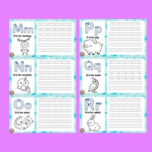ABC Phonics Animal Alphabet Tracing & Colouring Cards, Letter Tracing ...