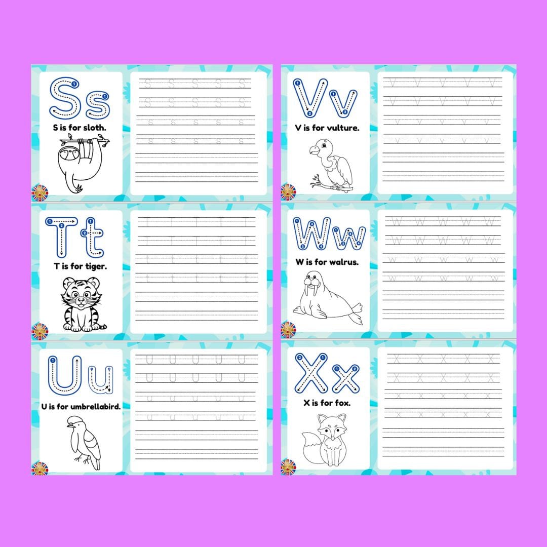 ABC Phonics Animal Alphabet Tracing & Colouring Cards, Letter Tracing ...