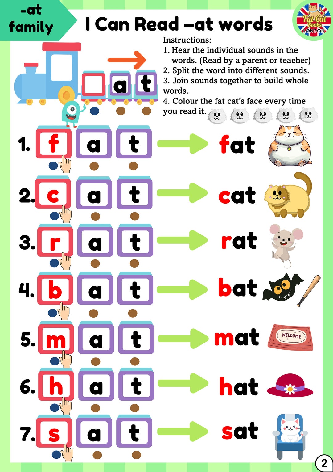 Learn to Read at Word Family CVC Phonics Kindergarten Pre-k Primary - Etsy