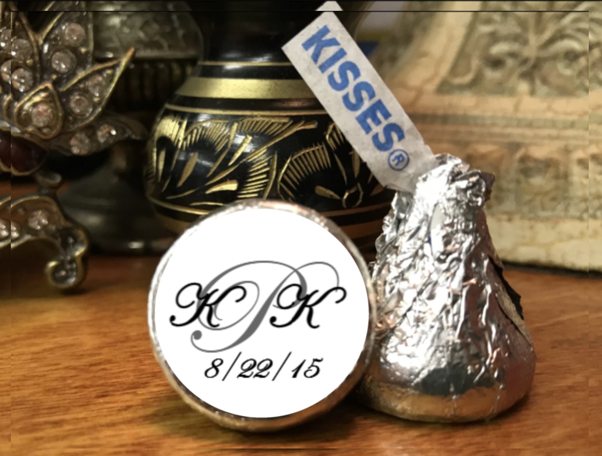 540 Triple Monogramed Personalized Hershey's Kiss Wedding Party Favors ...