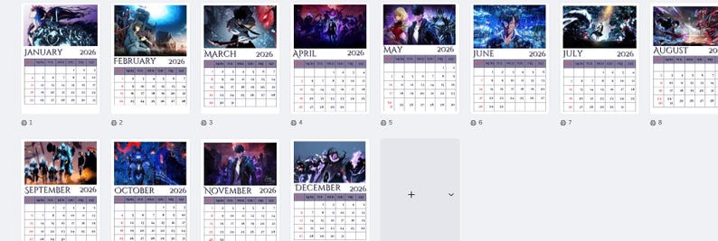 Anime-inspired 2026 Printable Calendar | Dark Fantasy Style | A4 ...