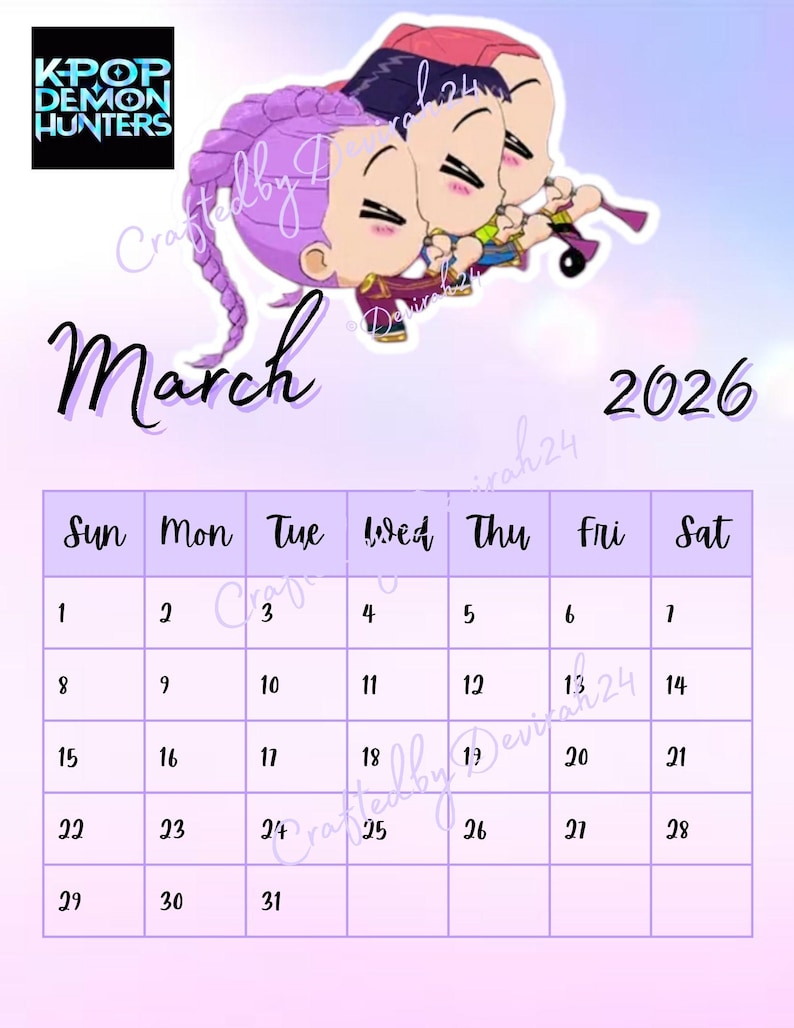 Anime Chibi 2026 Calendar – Cute Fantasy Printable (digital Download ...