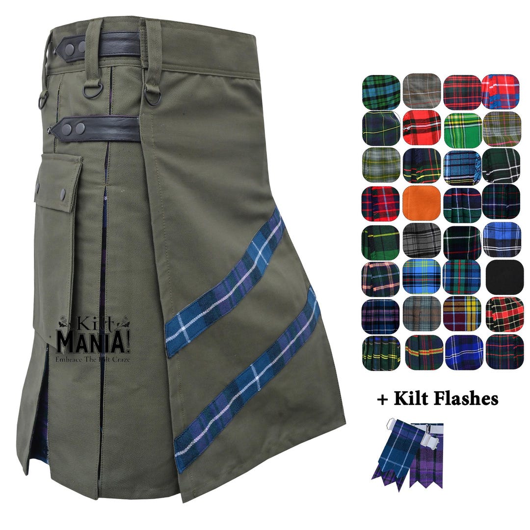 Scottish Hybrid Tartan Kilts – Premium Cotton Utility Kilt for Men With ...