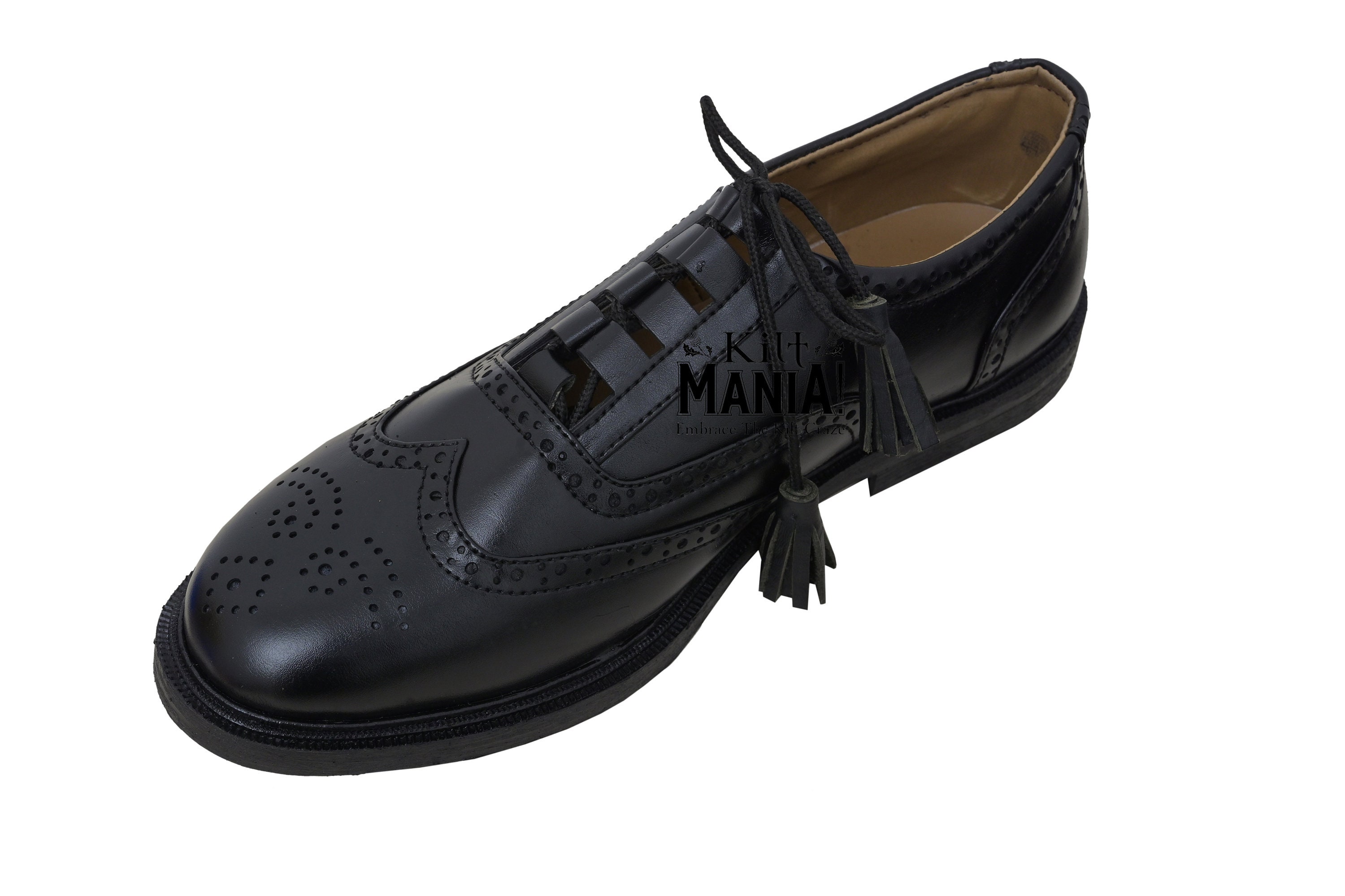 Scottish Kilt Ghillie Brogues Shoes Handcrafted Premium Black Leather ...