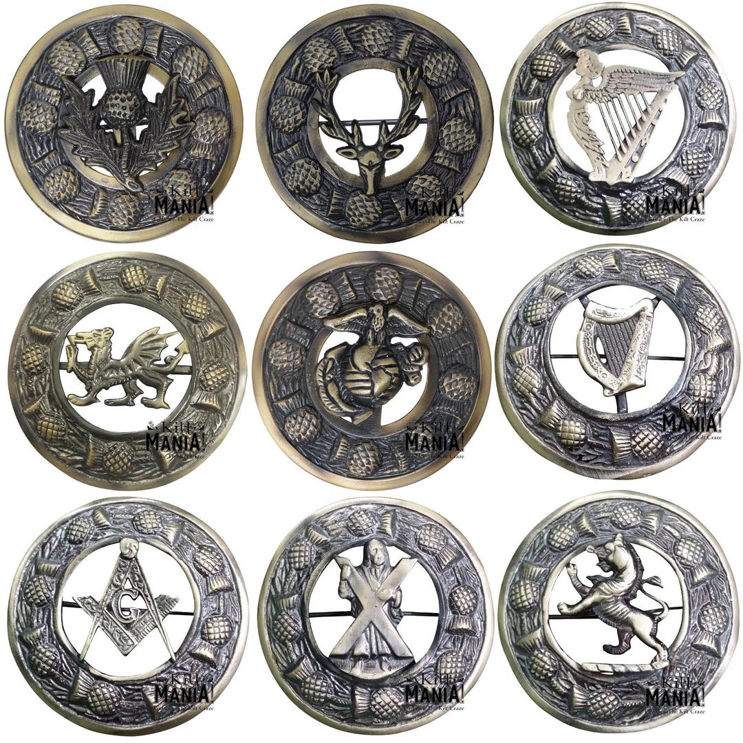 Kilt Fly Plaid Brooch for Men - Fly Plaid Pin Brooches Thistle Crest ...