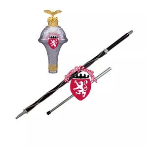 Drum Major Mace & Stick Embossed Chrome Head With Golden Crown - High ...