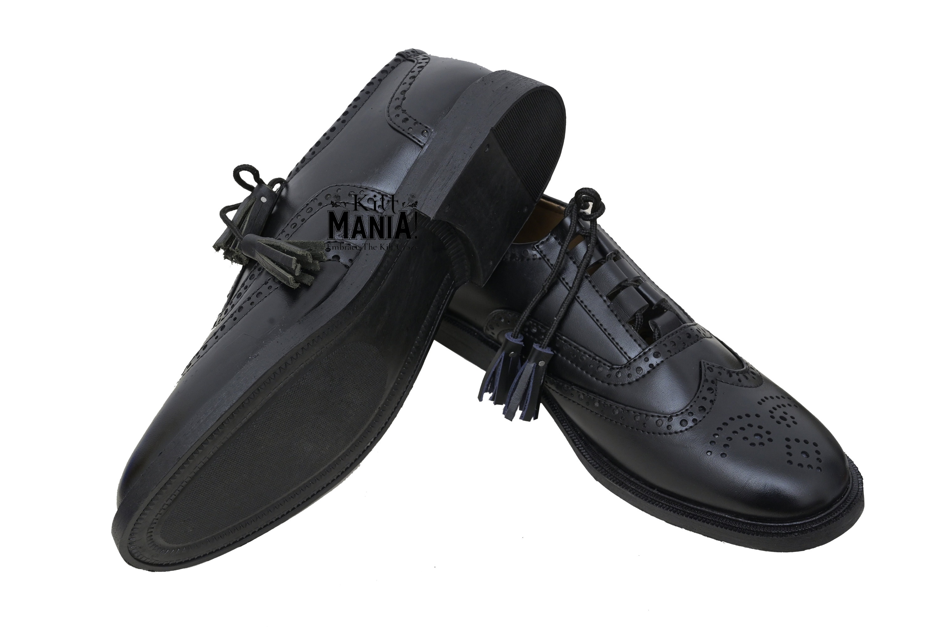 Scottish Kilt Ghillie Brogues Shoes Handcrafted Premium Black Leather ...