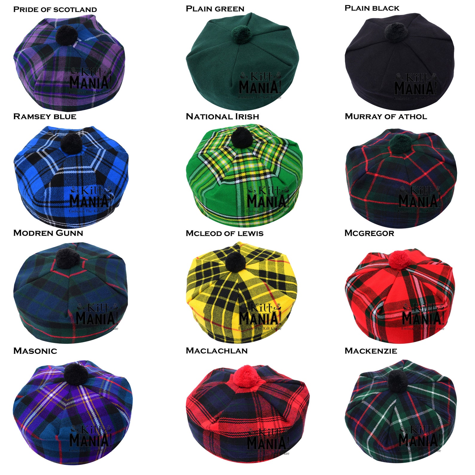 Scottish Tam O' Shatner Hat - Men & Women Highland Tam O' Shatner Cap ...