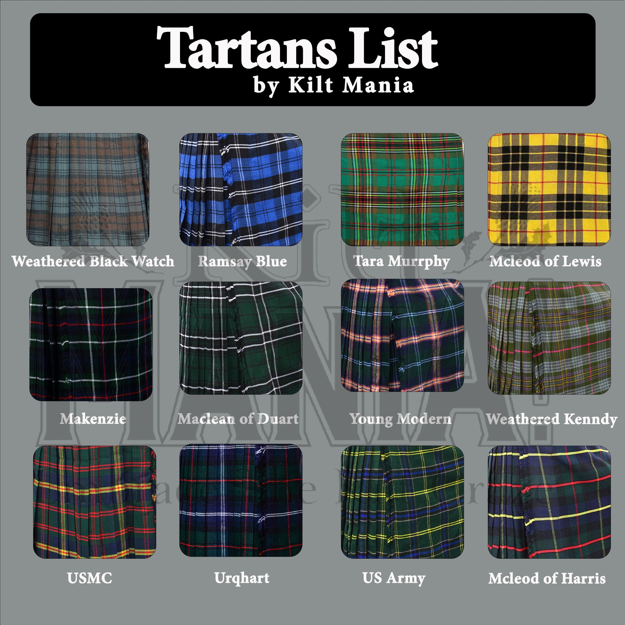 Scottish Tartan Kilts Highland Kilt 8 Yards 16oz Acrylic Wool ...