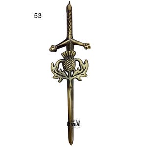 Traditional Scottish Kilt Pin Antique Finish - Celtic Knot & Thistle ...