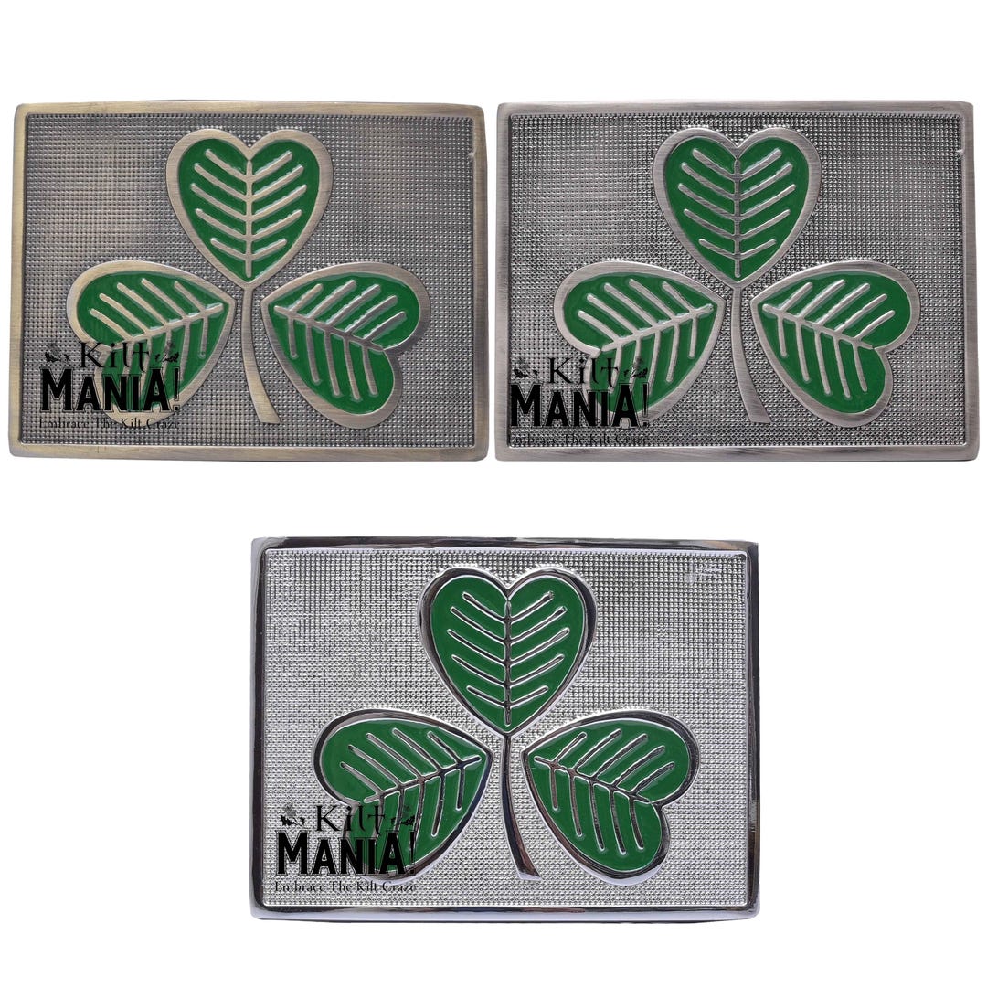 Elegant Irish Shamrock Kilt Belt Buckle With Green Enamel – Premium ...