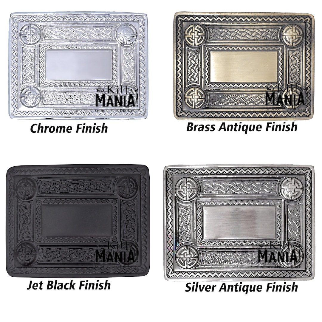Scottish Kilt Belt Buckle 4 Demo Celtic Chrome Finish - Highland Belt ...