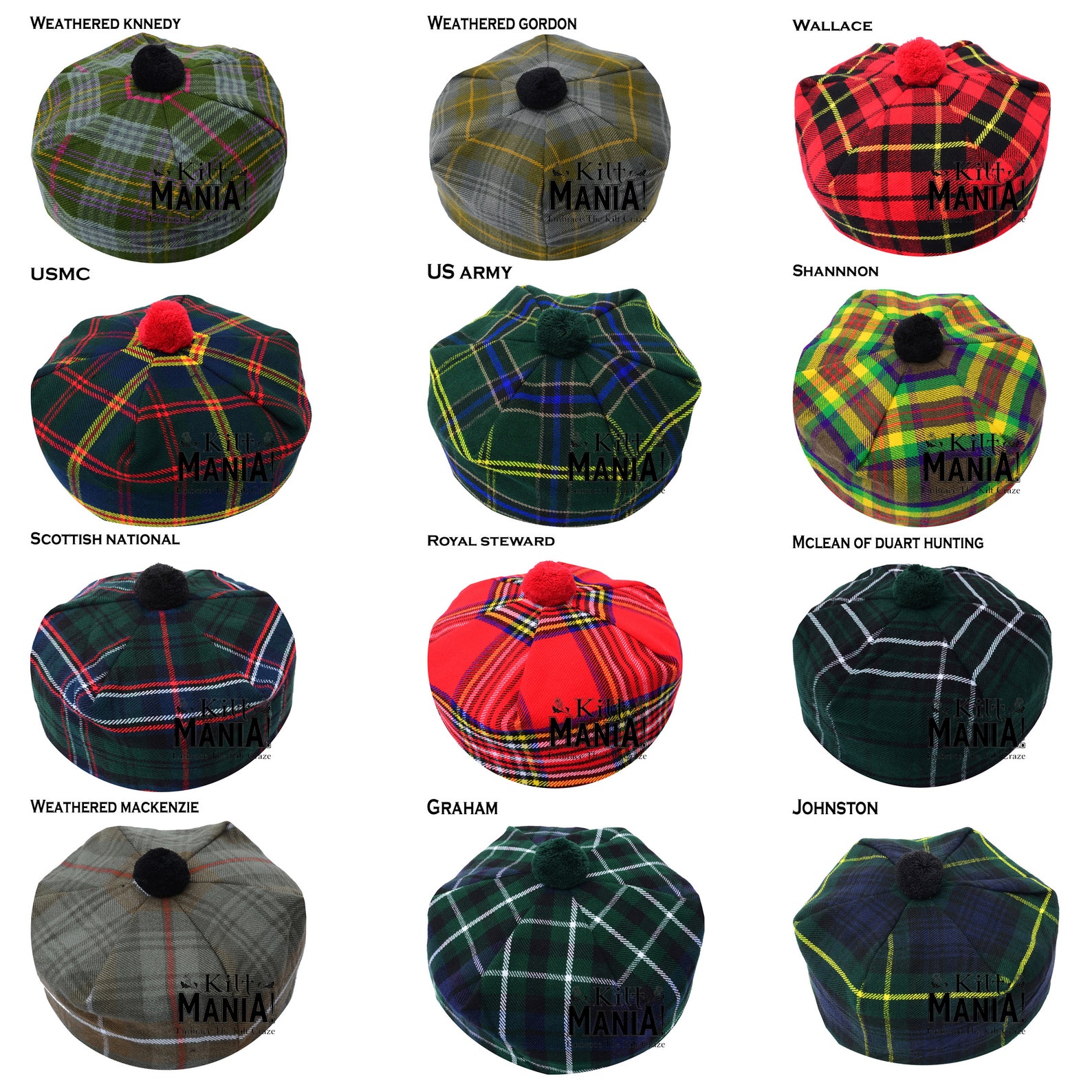 Scottish Tam O' Shatner Hat - Men & Women Highland Tam O' Shatner Cap ...