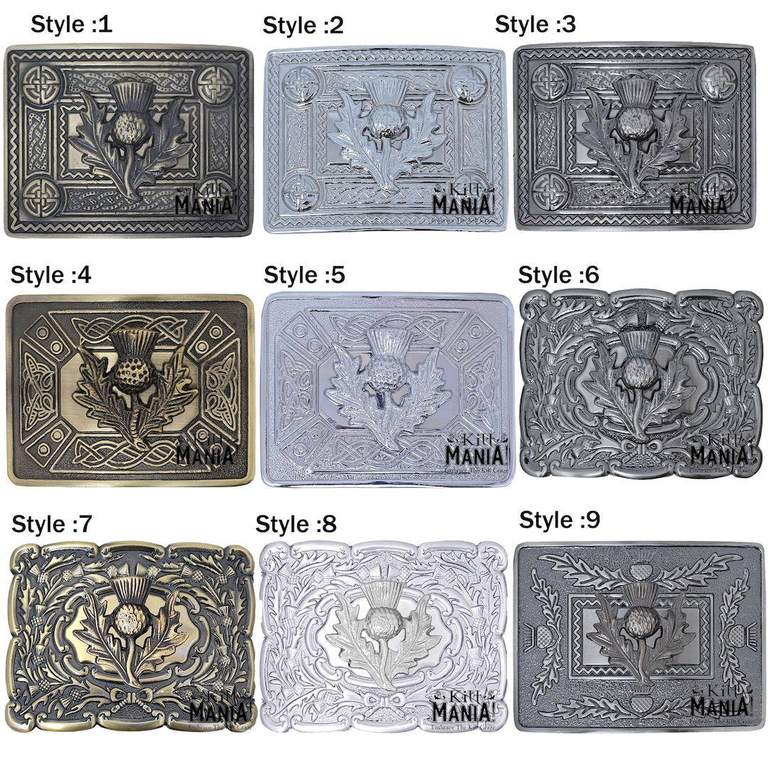 Scottish Thistle Kilt Belt Buckle Antique Finish - Celtic Knot Kilt ...