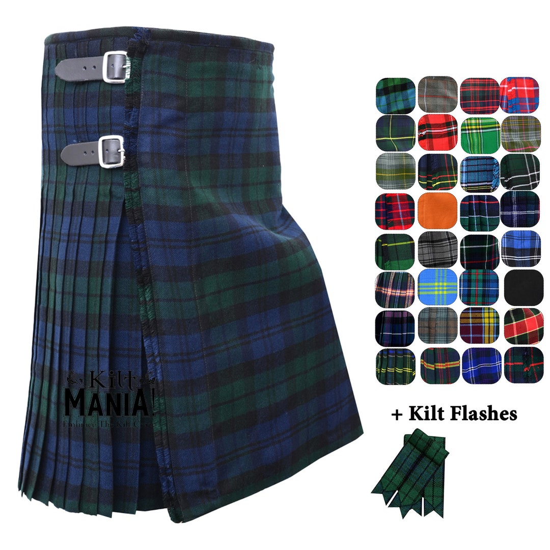 Scottish Tartan Kilts Highland Kilt 8 Yards 16oz Acrylic Wool Handcrafted Men's Dress available ...