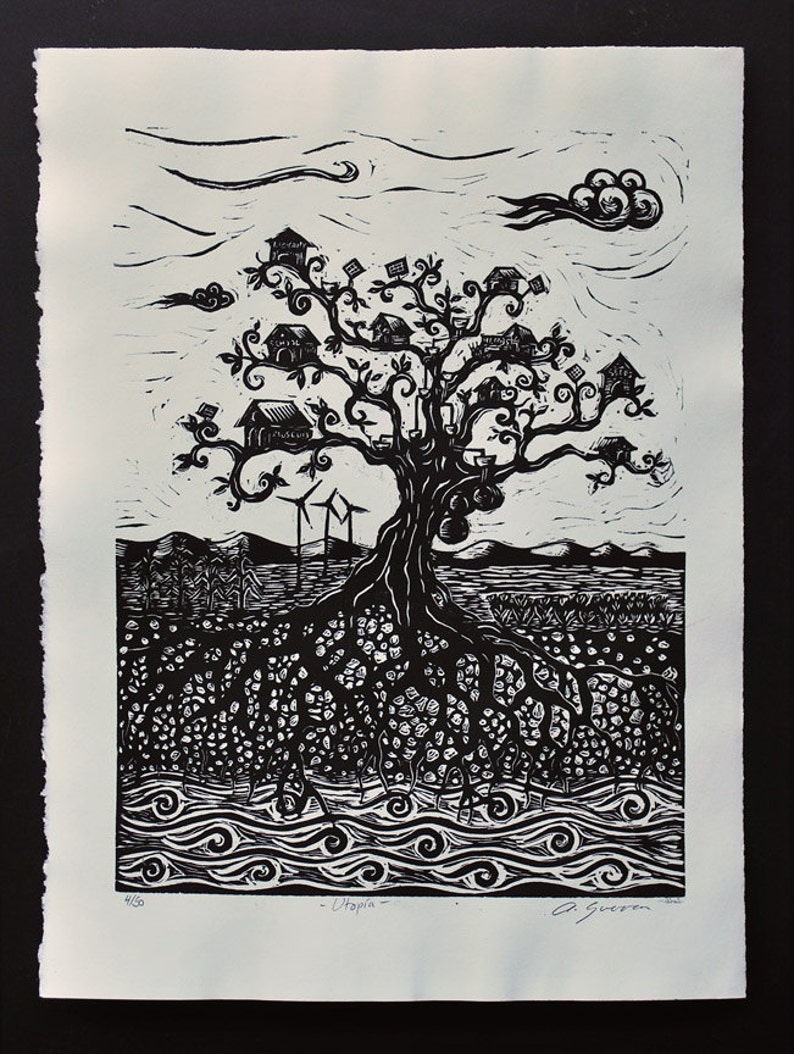Linoleum Tree Prints